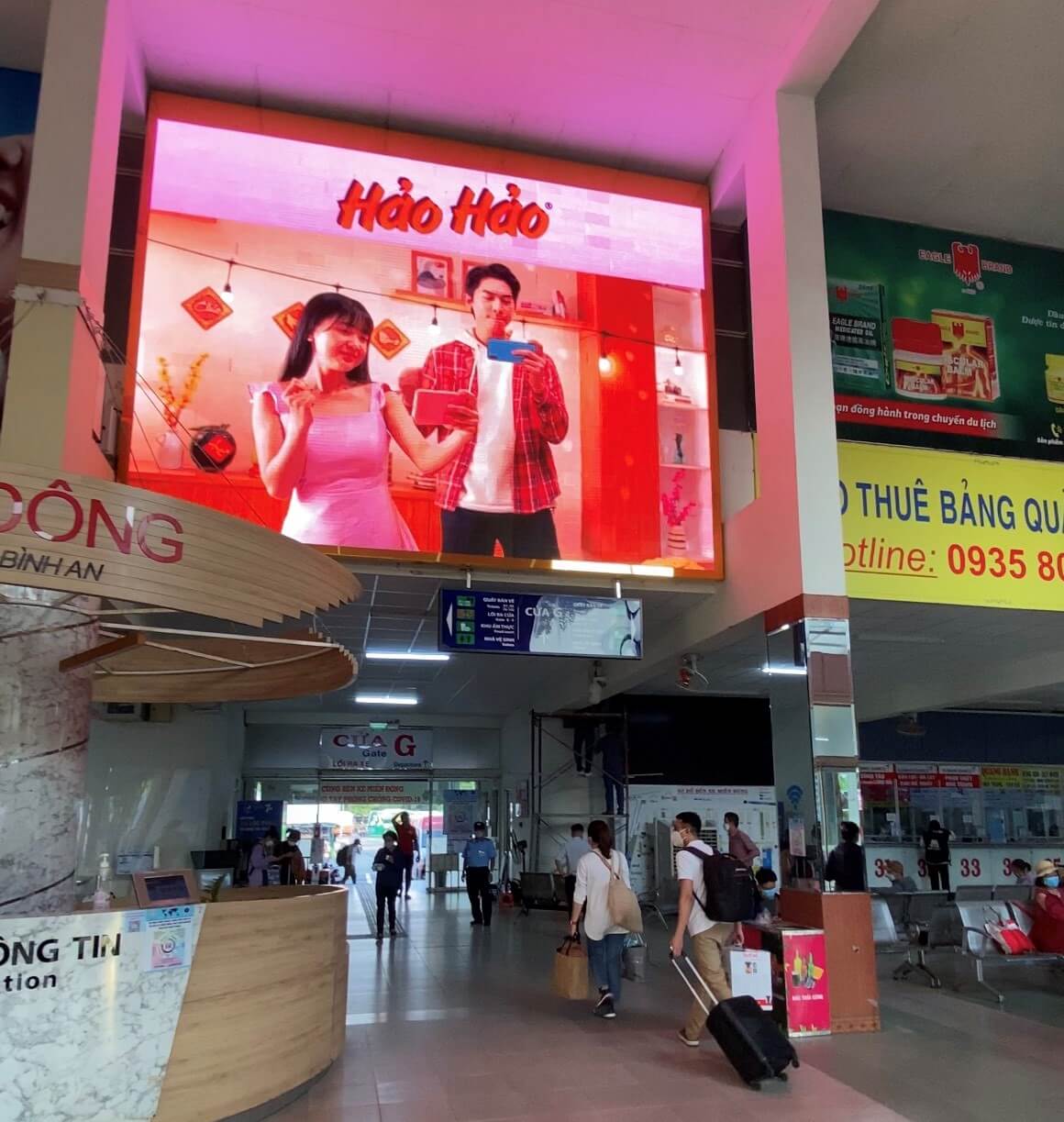Advertising LED screen at Eastern Bus Terminal, HCMC, Vietnam