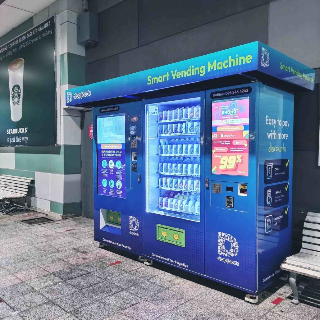 Advertising on Dropfoods vending machines - Shojiki.vn